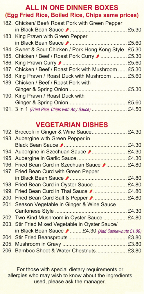 Menu for Good Food Cantonese takeaway in Gamston/West Bridgford