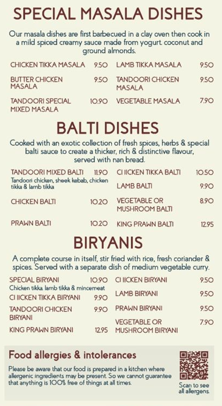 Takeaway menu, phone number and opening hours for Three Spices in ...