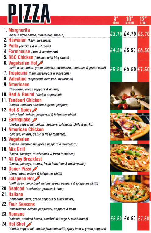 Takeaway and delivery menu for Pizza Zone in Beeston