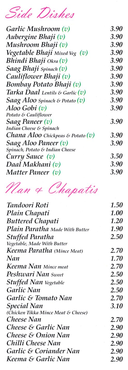 Menu for The Shama Indian takeaway in Beeston NG9 2DB